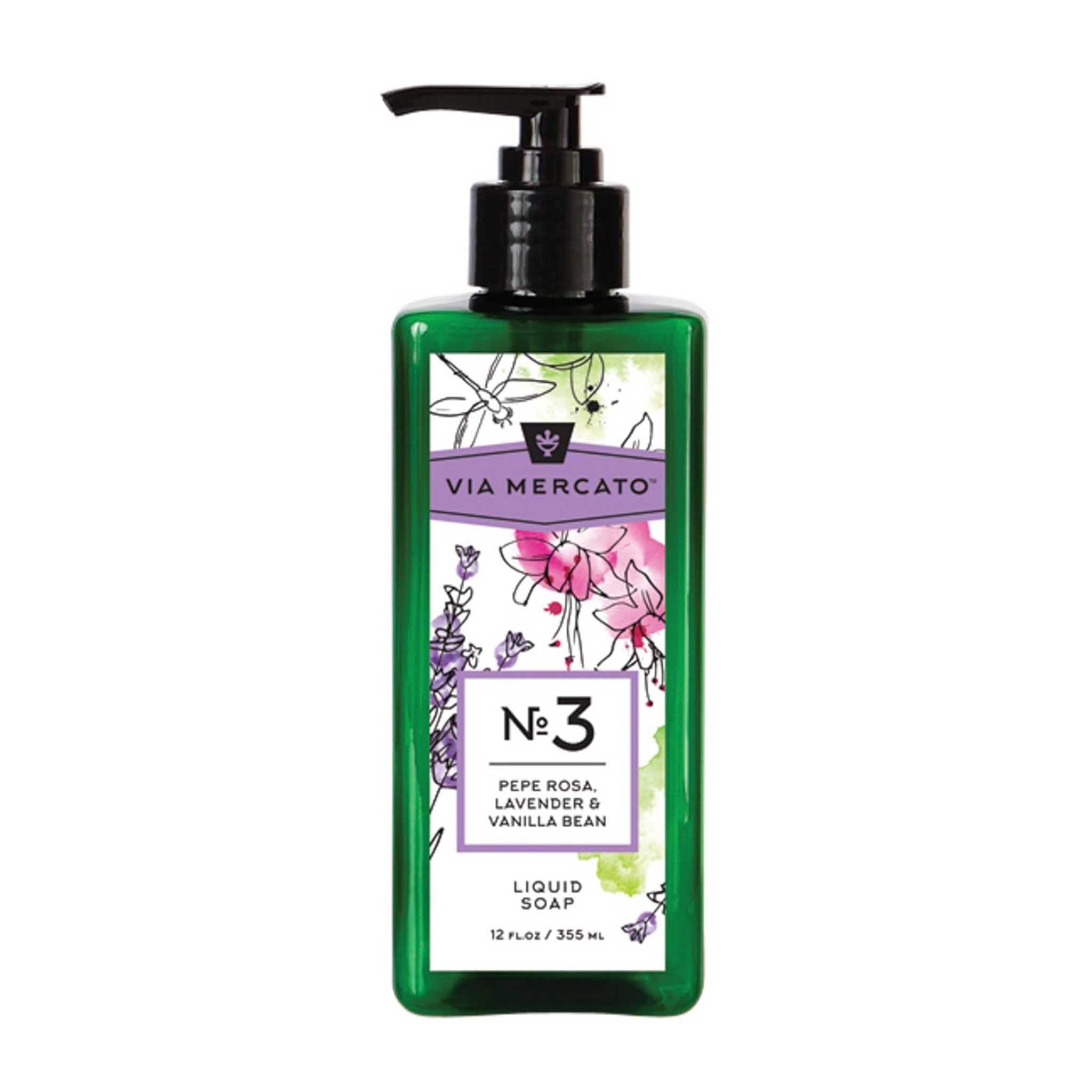 VIA MERCATO Liquid Soap – Pepe Rosa, Lavender & Vanilla – Cedra Pharmacy